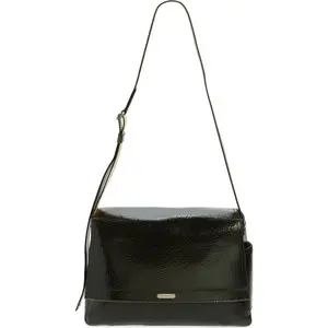 Alexander Mcqueen Slouch Crackled Leather Messenger Bag In Black